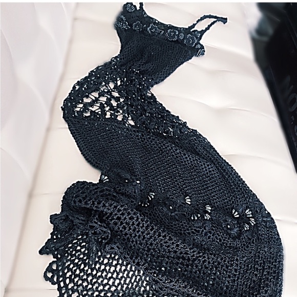 Vintage | Dresses | Ethos Crochet Beaded Fishnet Dress | Poshmark